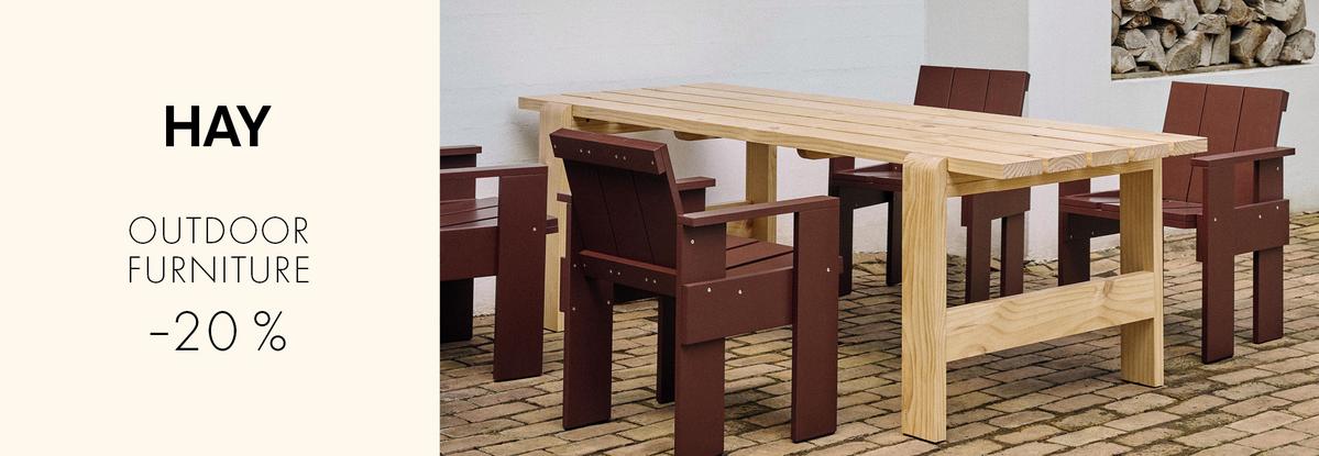 Hay outdoor furniture: 20% discount Tables, benches & chairs 2023