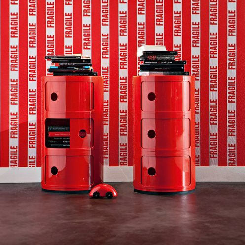 Componibili rund 3 Fächer, Rot | Kartell | Beistell- & Rollcontainer ...