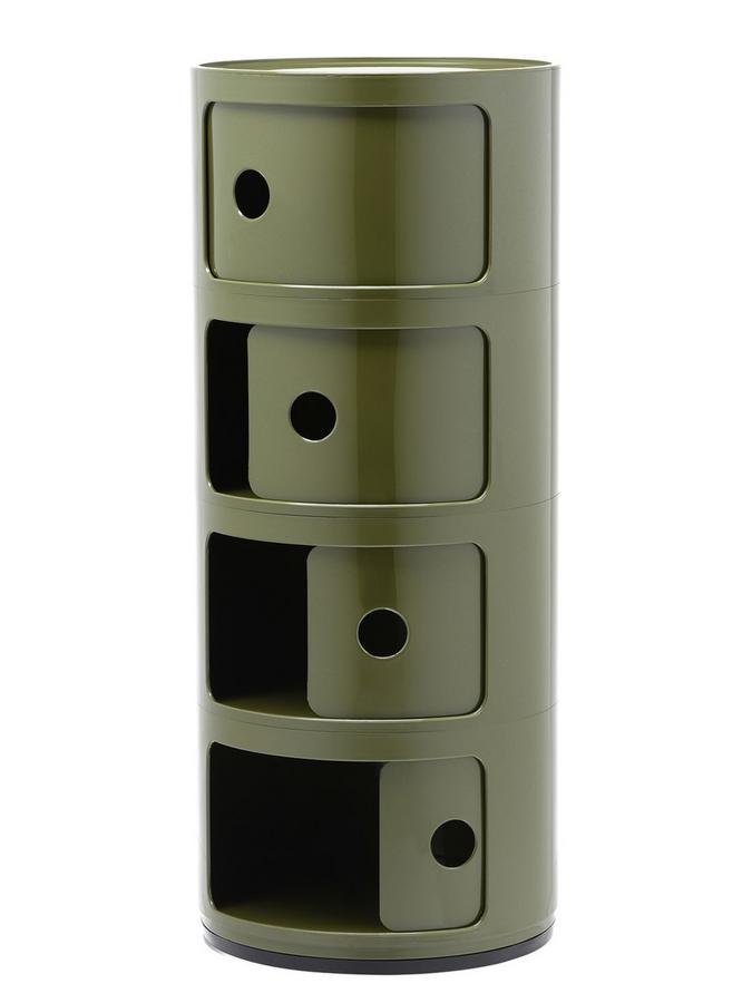 Componibili rund 4 Fächer, Grün | Kartell | Beistell- & Rollcontainer ...