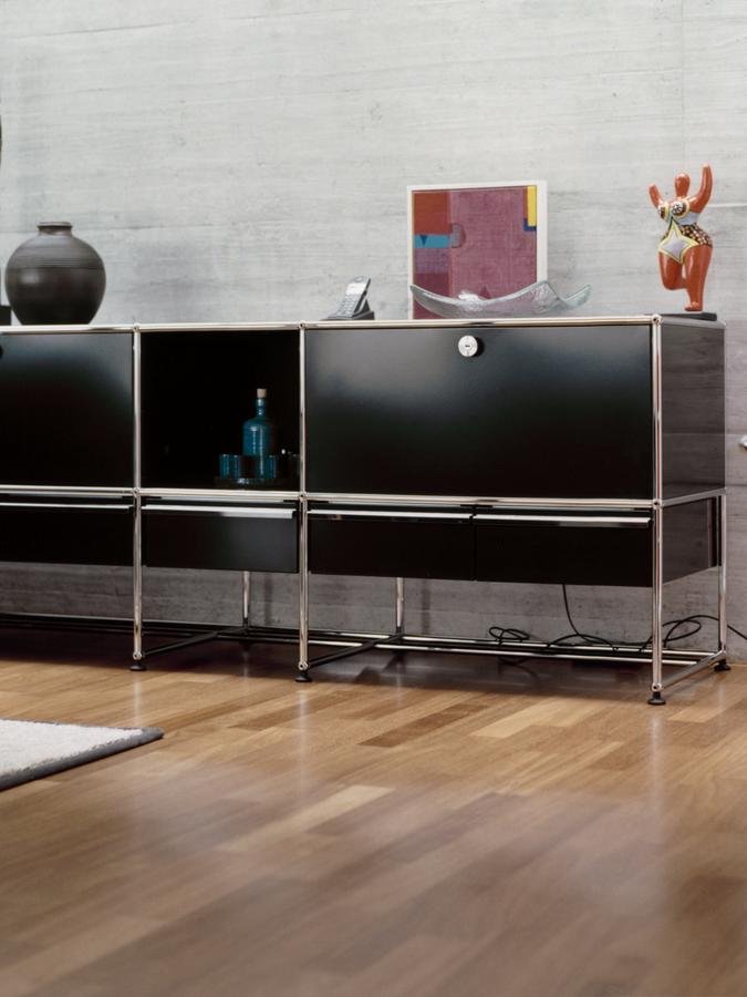 USM Haller Sideboard XL, individualisierbar, Reinweiß RAL 9010, Mit 3 ...