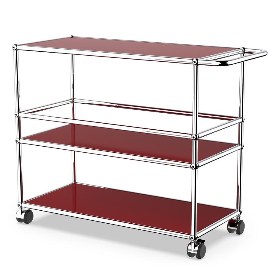 USM Haller Servierwagen Typ III, USM rubinrot, Weich für harte Böden ...