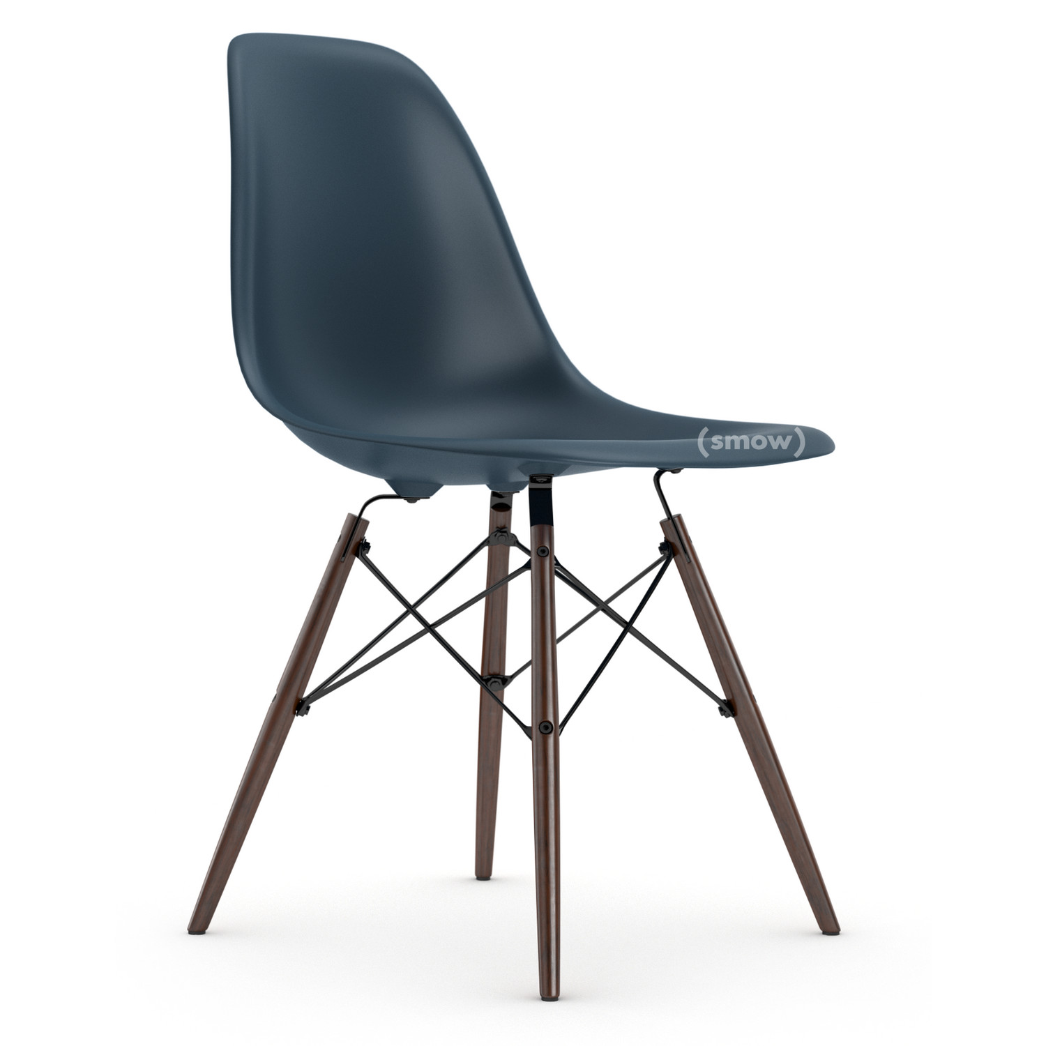 Eames Plastic Side Chair RE DSW Meerblau Ohne Polsterung Ohne Polsterung Standardhohe 43 cm Ahorn dunkel