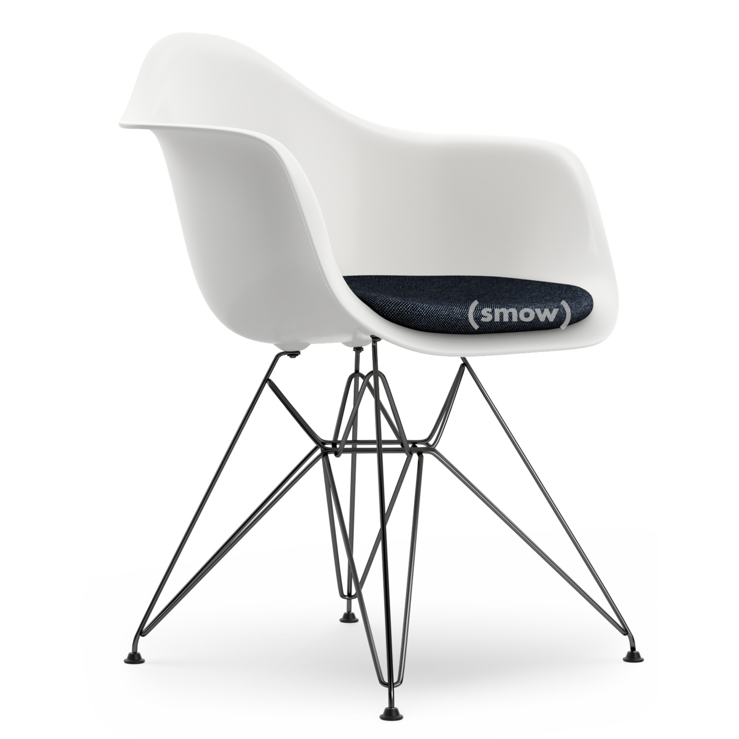 Vitra Eames Plastic Armchair RE DAR WeiB Mit Sitzpolster Dunkelblau elfenbein Standardhohe 43 cm Beschichtet basic dark