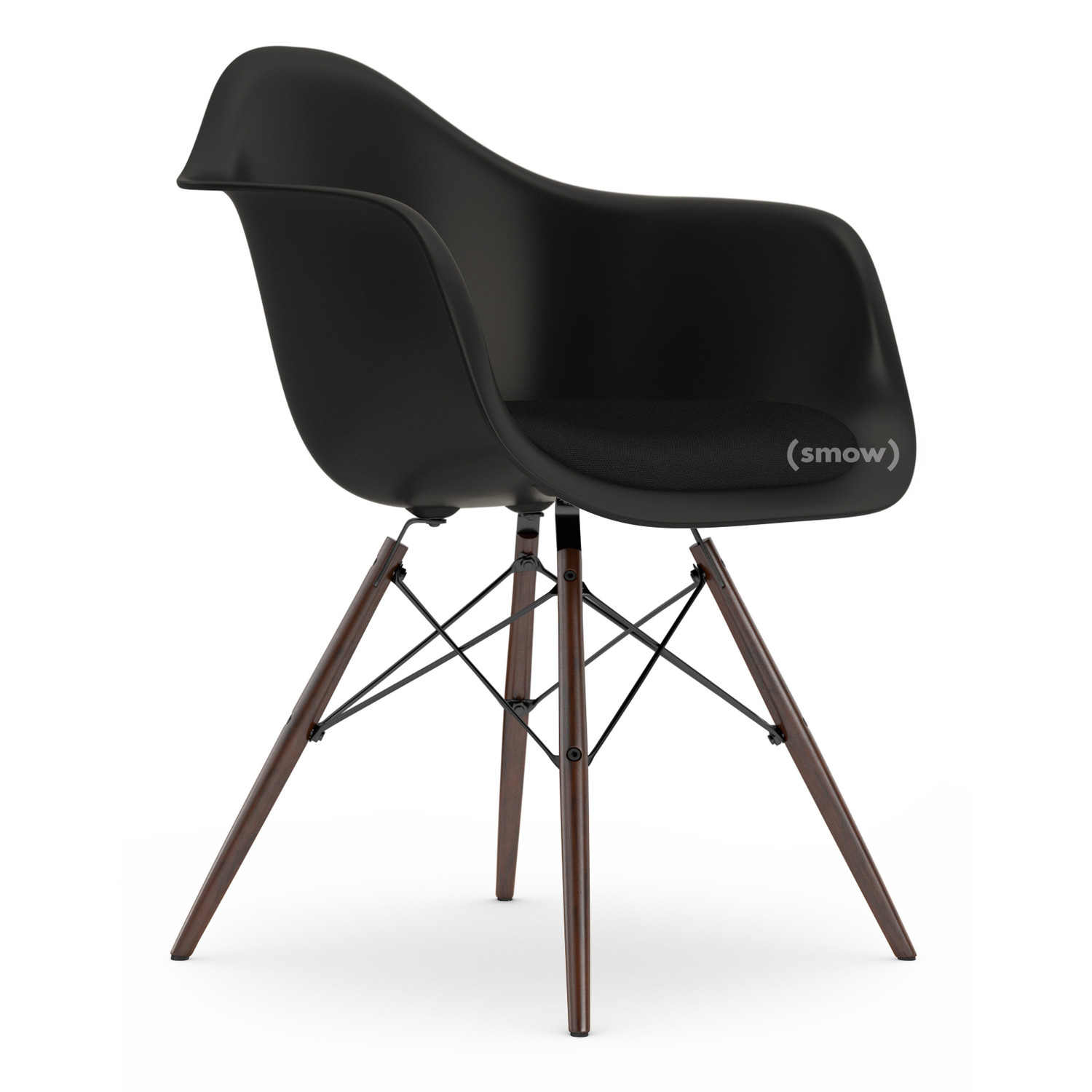 Eames Plastic Armchair RE DAW Tiefschwarz Mit Sitzpolster Nero Standardhohe 43 cm Ahorn dunkel Vitra von Charles Ray Eames 1950 Original von smow
