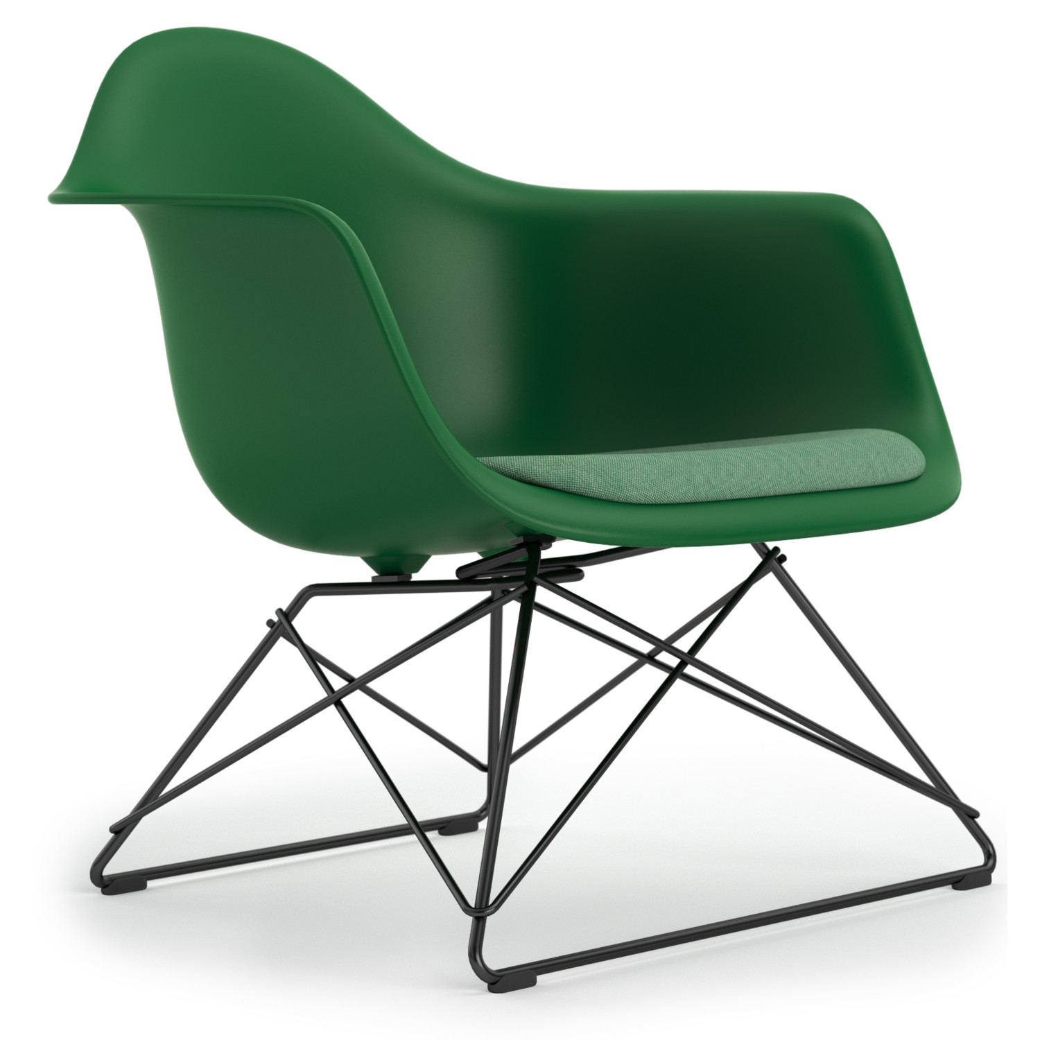 Eames Plastic Armchair RE LAR Smaragd Sitzpolster grun elfenbein Beschichtet basic dark