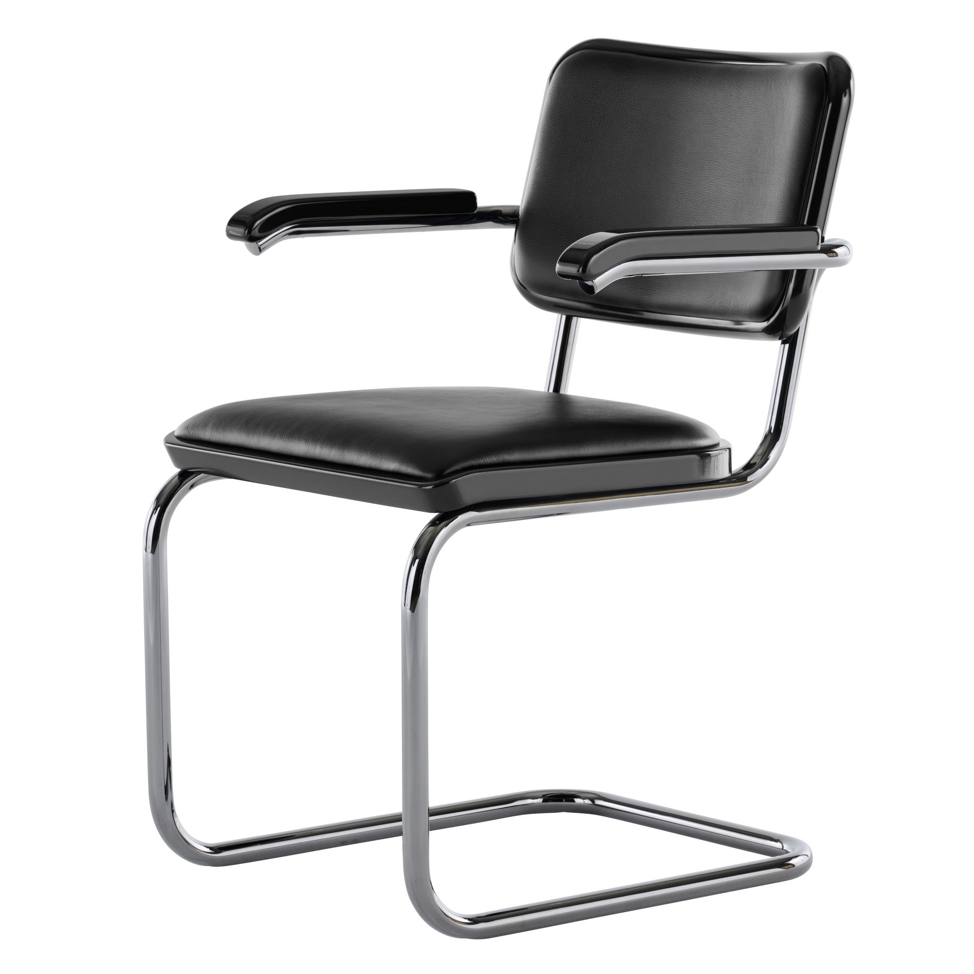 JS . Thonet - S 64 P/V Serious Freischwinger, Serious 01 - Leder, graphite black | Thonet | von ...
