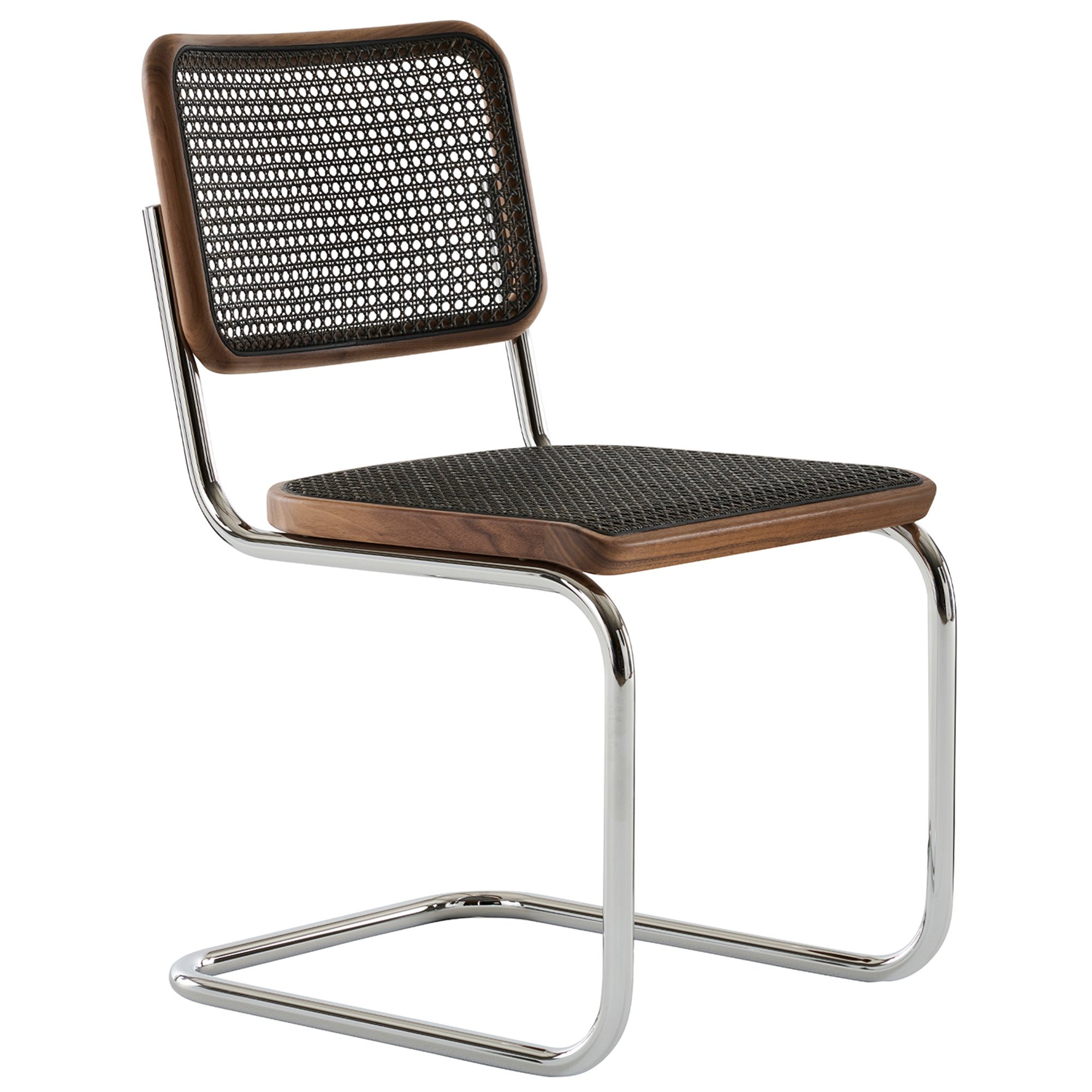 S 32 V Pure Materials Freischwinger, Nussbaum / dark melange, Verchromt ...